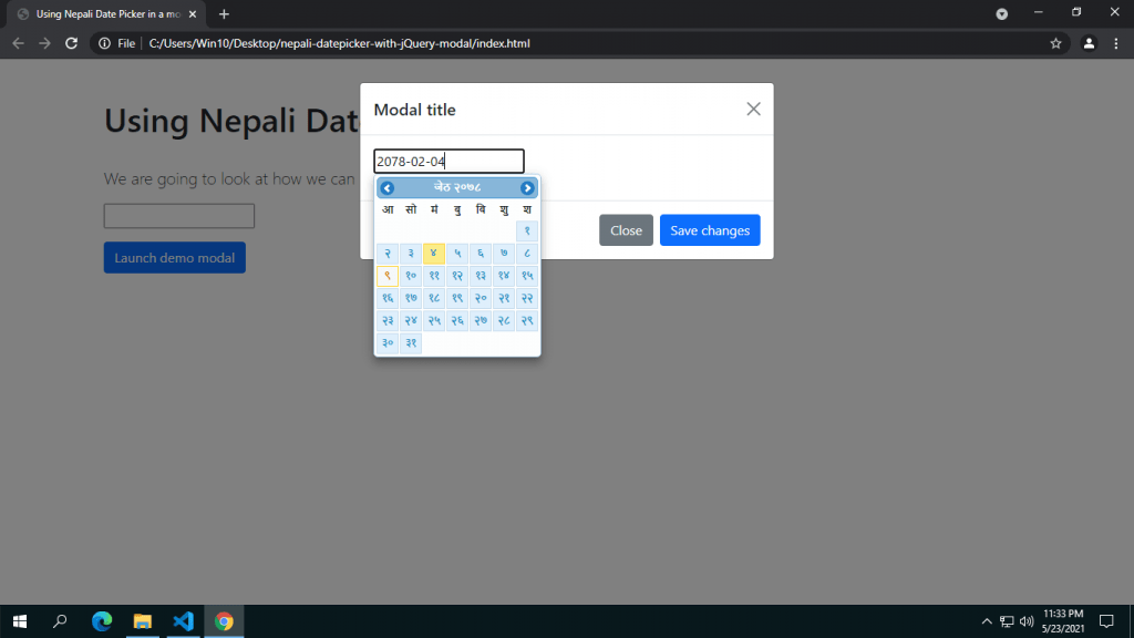 Using Nepali Date Picker in a modal popup :: Sajan Maharjan Using Nepali Date Picker in a modal popup :: Sajan Maharjan